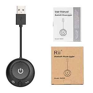 Rii Mouse Jiggler,Bluetooth Mouse jiggler with ON/Off Switch Mouse Mover Simulator,Connected by Bluetooth no Need Plug,Supports Multi-Track,Simulate Mouse Movement to Keep Keeps PC/Laptop Awake