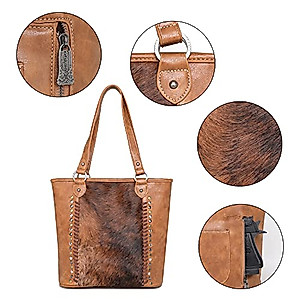 Trinity Ranch Genuine Hair-On Studs Collection Tote Bag Western Shoulder Handbag for Women MBB-TR117G-8113BR