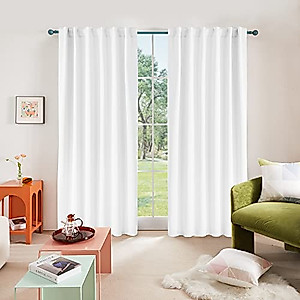 Deconovo Pure White Curtains for Living Room, Back Tab and Rod Pocket Curtain for Bedroom 84 Inches Long, 52x84 Inch, 2 Panels
