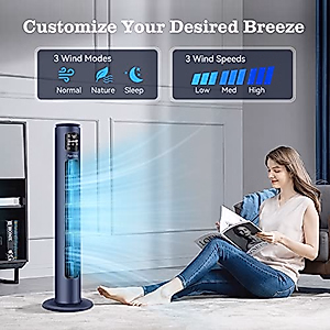 Taylor Swoden Tower Fan with Remote, Oscillating Quiet Standing Bladeless Fans, 40” Portable Powerful Floor Fan Cooling for Home, Bedroom, Living Room, Office, 3 Modes 3 Speed Setting 24H Timer