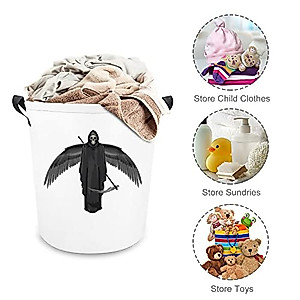 Death Grim Reaper Large Laundry Basket Hamper Bag Washing with Handles for College Dorm Portable