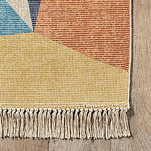 nuLOOM Solène Colorful Geometric Tasseled Area Rug, 8' x 10', Blue