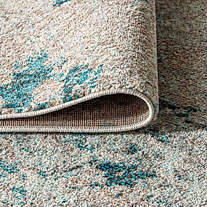 JONATHAN Y CTP103A-3 Contemporary POP Modern Abstract Vintage Faded Indoor Area-Rug Bohemian Easy-Cleaning High Traffic Bedroom Kitchen Living Room Non Shedding, 3 X 5, Gray/Blue