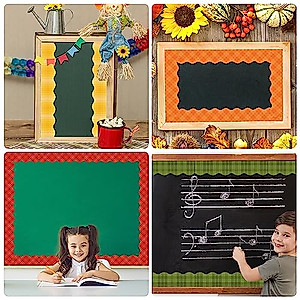 AnyDesign 79 FT Fall Autumn Plaid Bulletin Board Borders Self- Adhesive Orange Green Yellow Red Plaid Border Trim Thanksgiving Bulletin Board Decal Sticker for School Classroom Wall Whiteboard Decor