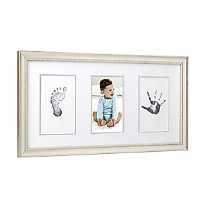 Lil Peach Deluxe Baby Prints Keepsake Frame, Makes Perfect Nursery Décor, Creative Baby Gift, or Addition to Baby Registry, Silver