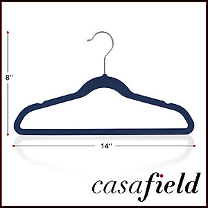 Casafield 50 Velvet Kid's Hangers - 14" Size for Children's Clothes - Royal Blue