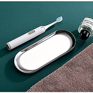 1 Pcs 9 Inch x 3.8 Inch Trinket Tray, Silver Stainless Steel, for Serving Trays Towel Storage Dish Plate Tea Fruit Trays Cosmetics Jewelry Plate Decorative Storage Tray