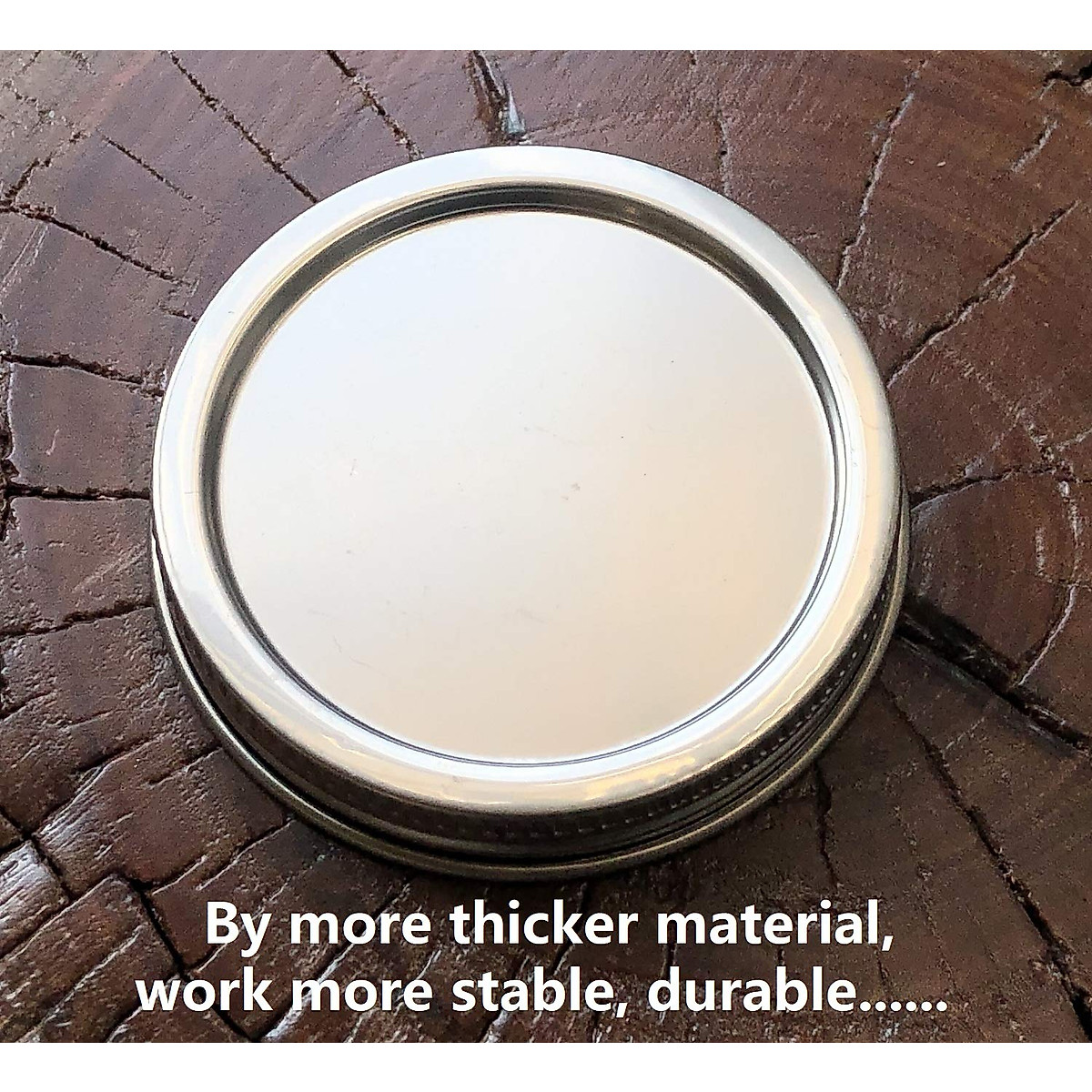 THINKCHANCES Food Grade BPA Free Rust Resistant Heavy Duty Stainless Steel Transformer Ball Mason Jar Lids Canning Caps with Leak Proof Airtight Silicone Seal (Wide Mouth, 6 Pack)