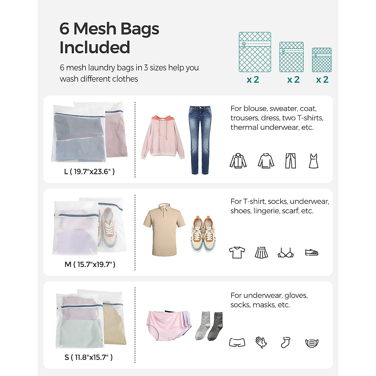 SONGMICS Laundry Hamper with Lid, 110L Clothes Hamper with 2 Removable Liner Bags, 6 Mesh Bags, Wicker Laundry Basket, Double Laundry Hamper for Bathroom, 13 x 22.4 x 23.6 Inches, Natural ULCB52NL