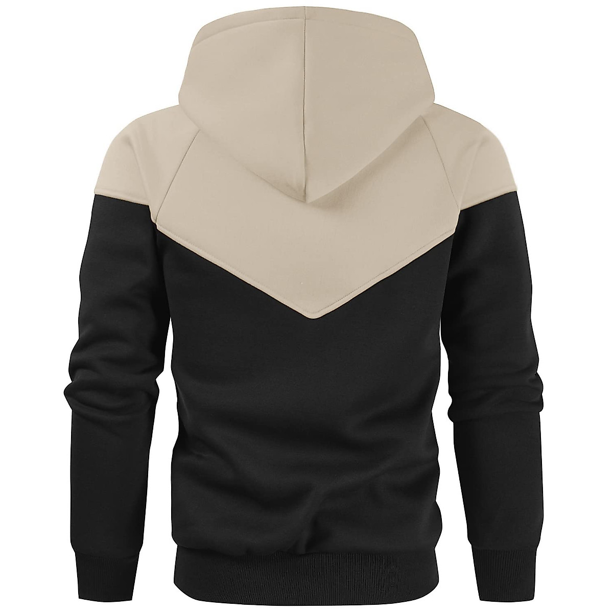 Niceif Mens Hoodies Pullover Long Sleeve Casual Hoodie for Men Hooded Fleece Sweatershirt, Beige Black S