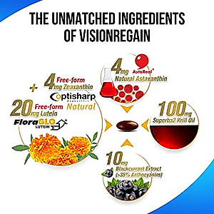 LABO Nutrition VisionREGAIN - Smart Liposomal Delivery, up to 8X Higher Absorption, 20mg FloraGLO Lutein, zeaxanthin, Superba Krill, AstaReal Astaxantin, Supports Vision Health, Blue Light Protection