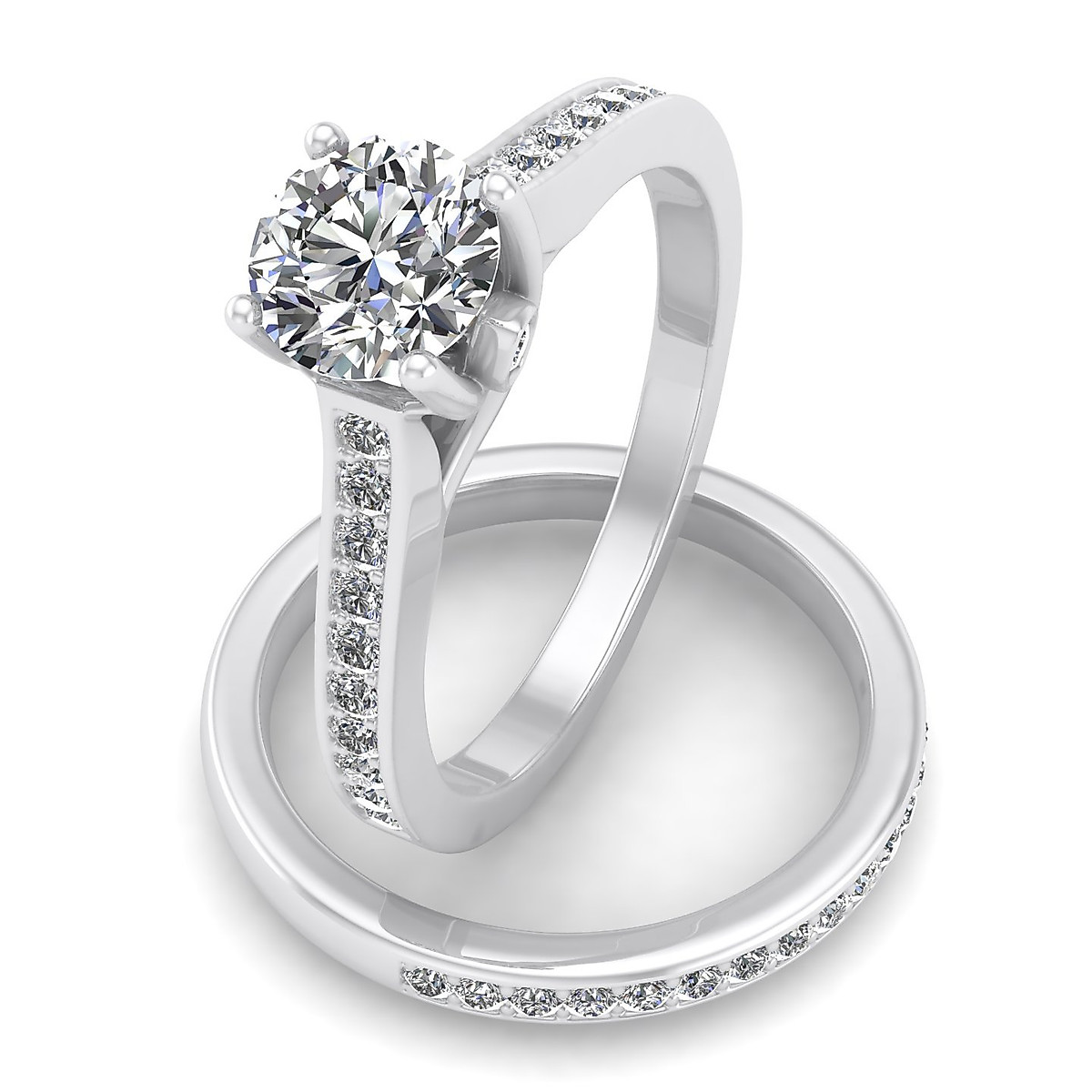 5/8 Carat Diamond Engagement Wedding Ring Set in 10k White Gold (H-I, I2-I3)