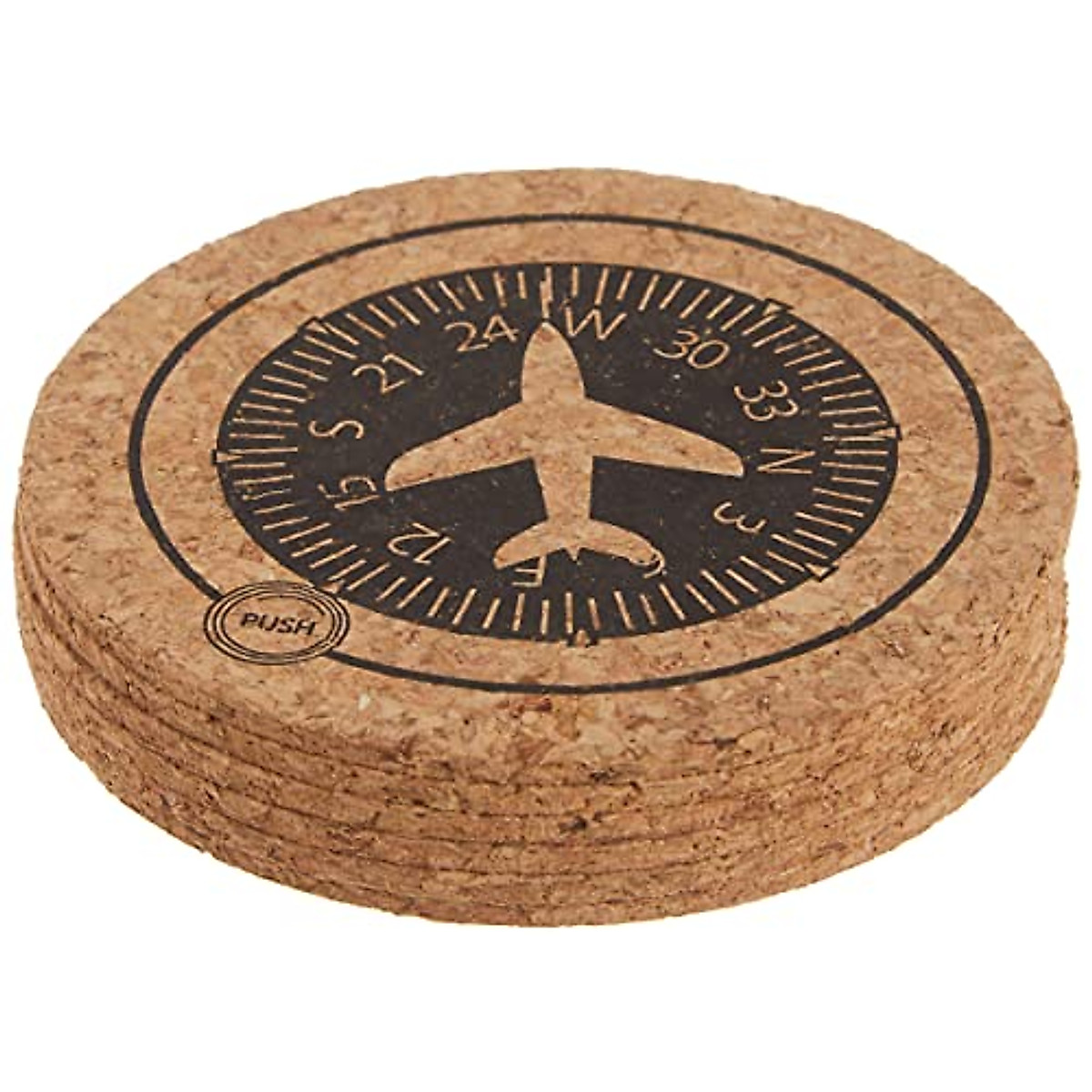 Corkology Aviation Set Flight Instruments Coasters, 3.75" dia, Cork