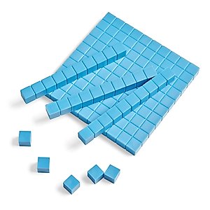 hand2mind Blue Plastic Base Ten Blocks Complete Set, Place Value Blocks, Counting Cubes for Kids Math, Base Ten Blocks Classroom Set, Math Blocks Kindergarten, Base 10 Math Manipulatives (Set of 322)