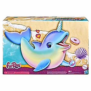 FurReal Wavy The Narwhal Interactive Animatronic Plush Toy, Electronic Pet, 80+ Sounds and Reactions, Rainbow Plush, Ages 4 and Up