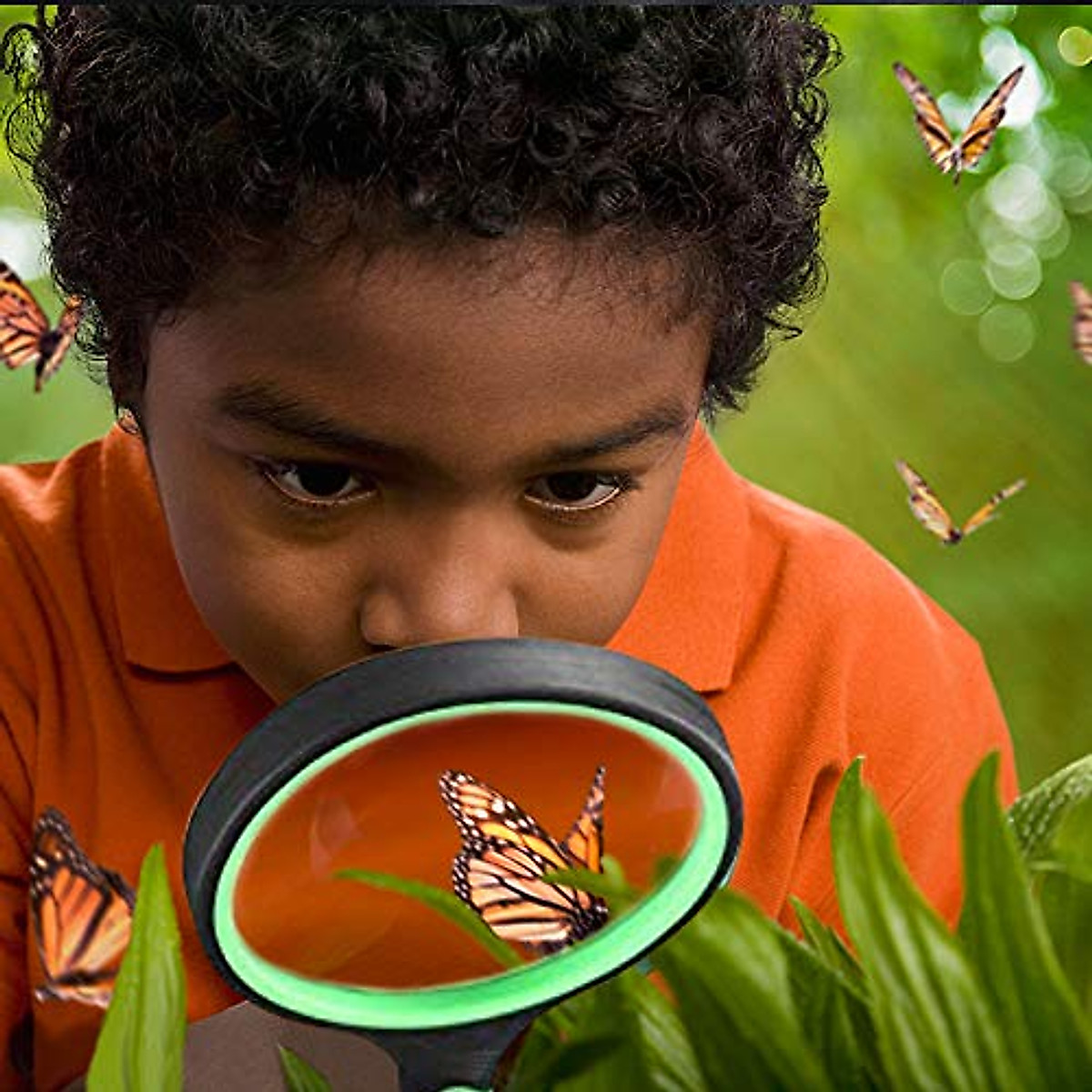 2Pack Magnifying Glass 10X, 75MM Large Magnifying Lens,Non-Slip Magnifying Glass Toy for Kids Toddler,Handled Magnifying Glass for Reading,Close Work,Insect,Science,Hobby Observation (Green 75MM)
