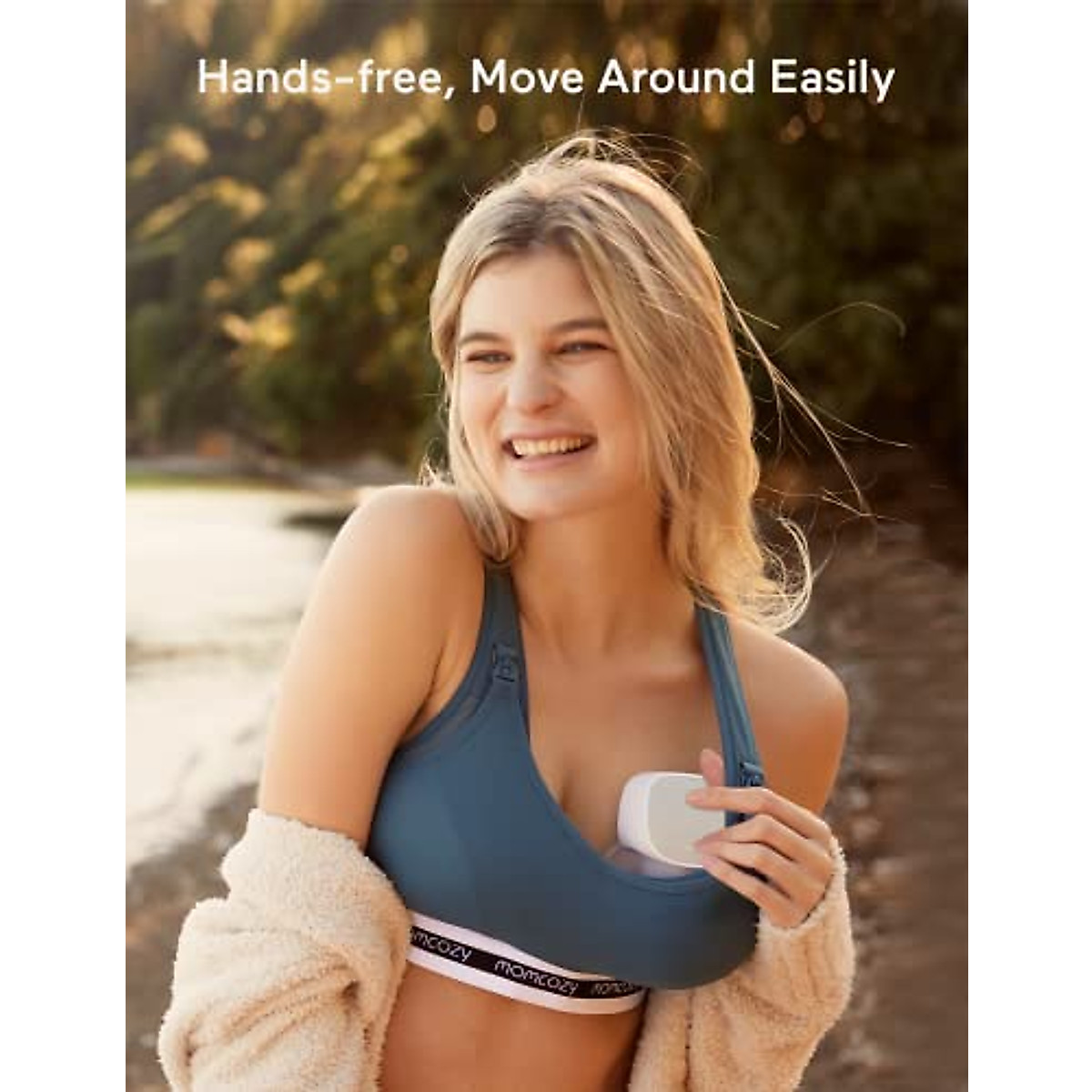 Momcozy S9 Double Wearable Breast Pump, Hands-Free Breast Pump, Portable Electric Breast Pump with 2 Mode & 5 Levels, Painless Breastfeeding Breastpump Can Be Worn in-Bra, 24mm Grey