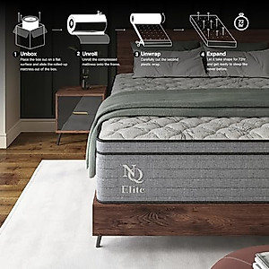 NapQueen Elite Series Machka King Size Mattress, 10 Inch Cooling Gel Memory Foam Mattress King Size, Hybrid Mattress in a Box with Individual Pocket Spring, CertiPUR-US Certified, Made in USA