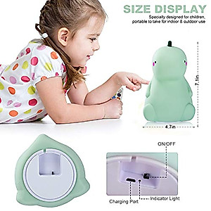 ILUBUTO Dinosaur Night Light for Kids, Cute Lamp Silicone Baby Night Light, Color Changing LED Silicone Night Light with Touch Sensor, Gifts for Kids/Children/Toddler/Girls/Boys (Green)