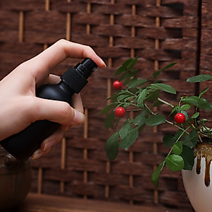 YONKAN 2oz Glass Spray Bottle, Fine Mist Boston Glass Bottles with Black Fine Mist Sprayer Small Clear Bottles for Essential Oils, Bath, Beauty, Hair & Cleaning, Black, Pack of 12