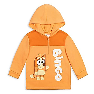 Bluey Bingo Toddler Boys Fleece Half Zip Hoodie Orange 4T