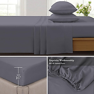 IR Imperial Rooms Grey Full Size Bed Sheets - 4 Pcs Luxury Sheets & Pillowcases for Spa, Hotels, Guest Bedroom & Airbnbs - Brushed Microfiber Full Size Sheets