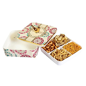 Airtight Dry Fruit box with Lid Serving Tray, Dry Fruit Box with for Serving Sweets, Chocolates, Candy, Pickle, Mukhwas, Kitchen accessories Items (500ml, Set of 4)