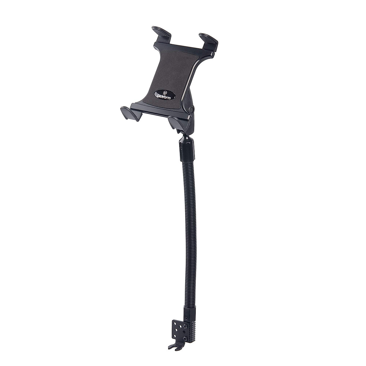 TACKFORM Tablet Mount for Car or Truck Seat Rail Mount with 22" Reach - 18" Aluminum Rod Gooseneck and 3.75" Arm Device Holder for Van, Car or Truck. Compatible With iPad, Galaxy, Surface Pro and more