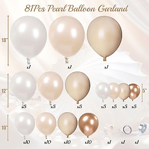 Pearl White Double Stuffed Balloon Arch Metallic Champagne Balloon Garland Neutral Balloon Arch Kit Nude Bobo Cream Apricot Coffee Sand Globos For Boho Baby Wedding Bridal Shower Backdrop Decorations