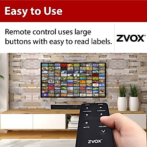 ZVOX AV257 TV Soundbar with AccuVoice 12 Levels of Sound Boost, Dialogue Clarifying Sound Bar with Patented Hearing Technology, Alphanumeric Display, TV Speaker