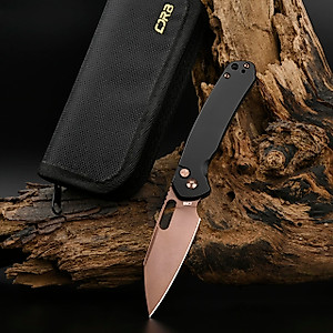 CJRB Pyrite-Alt (J1925A) Folding Pocket Knife with 3.11'' Stone Wash AR-RPM9 Wharncliffe Blade Steel Handle,Button Lock EDC Knife for Tactical,Outdoor,Hiking and Gift