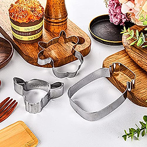 5 Pieces Cow Cookie Cutter Set, Farmhouse Cookie Cutter, 3 Different Cow Cookie Cutters, Steel Cow Head Cookie Cutter, Milk Bottle, Crossed Cookie Cutter for Biscuit and Cakes Kitchen Tool Accessories