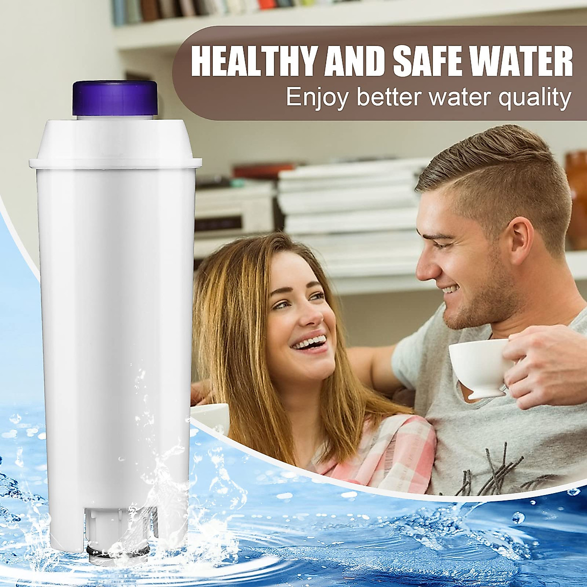 4Packs DLSC002 Coffee Water Filter for Delonghi Water Filter Replacement, Compatible with ECAM, ESAM, ETAM, EC680, EC800