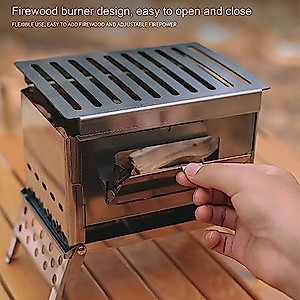 Camp Tent Stove - Portable Wood Burning Camp Heater | Compact Stainless Steel Backpacking Burner, Camping Stove for Tent, Cooking, Fishing, Home Heating Wynott