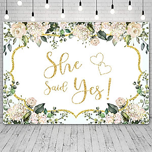 ABLIN 7x5ft She Said Yes Backdrop Pink Floral Bridal Shower Decorations Bachelorette Bride to Be Engagement Party Decorations CQ321 0