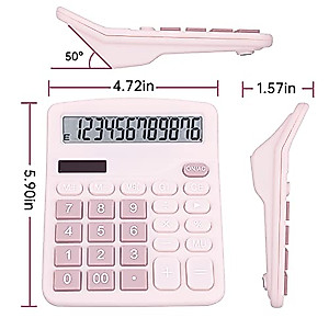 DANRONG Cute Pink Desktop Calculator with Big Buttons, Dual Power Source, Solar and Battery, Large Display Screen - Perfect for Office, Teachers, and Students (Pink)