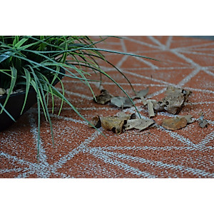 Furnish my Place Modern Indoor/Outdoor Commercial Rust Rug, Modern Area Rug, Baby Nursery Mat, Commercial Rug for Living Room, Playroom, Made in USA - 9' Hexagon