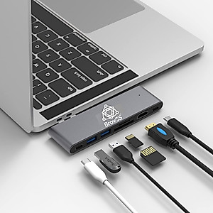 BrovSS: Mac USB C Hub Adapter, Direct 7-in-2 USB C Adapter Compatible with Thunderbolt 3 USB C Port, microSD/SD Card Reader, 3.0 high-Speed Interface, HDMI 4K30HZ HD Interface, Type-c Data Interface