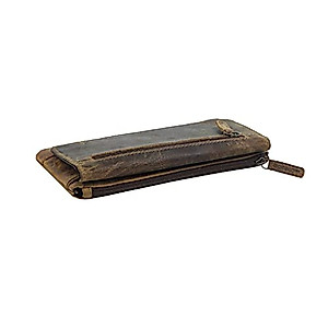 Myra Bag Oak Fire Leather And Cowhide Wallet Upcycled Leather S-2716