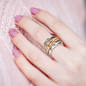 Jinbaoying Knot Cross Ring Enhancers for Women Statement Funky Trendy Love Fashion Engagement Ring Stainless Steel Silver Gold Rose Gold Plated Friendship Ring