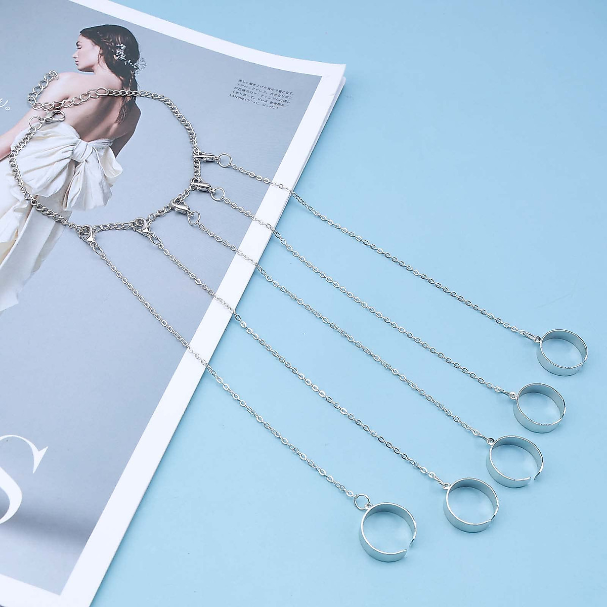 Yheakne Boho Layered Finger Ring Bracelet Silver Slave Bracelet Vintage Tassel Chain Bracelet Punk Ring Bracelet Gothic Hand Harness Chain Bracelet Jewelry for Women Gifts