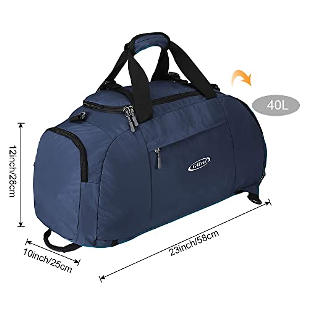 G4Free 40L 3-Way Duffle Bag Backpack Gym Bag for Men Women Sports Duffel Bag with Shoe Compartment Travel Backpack Luggage