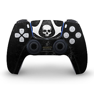 Head Case Designs Officially Licensed Assassin's Creed Grunge Black Flag Logos Vinyl Faceplate Gaming Skin Decal Compatible With Sony PlayStation 5 PS5 Digital Edition Console and DualSense Controller
