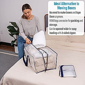 VENO 8 Pack Heavy Duty Extra Large Clear Storage Bag, Moving Bag, Clothes Organizer, for Blanket, Comforter, Bedroom Closet, Dorm Room Essentials, Moving Supplies, Storage Tote, Reusable and Sustainable (Clear - Set of 8)