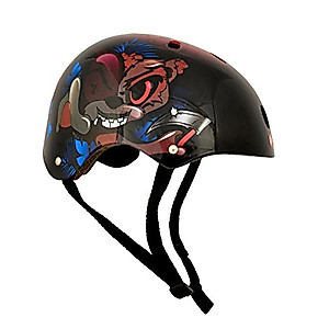 Punisher Skateboards Ranger 11 Vent Multi Sport Skateboard and BMX Helmet Youth Size Medium Includes Extra Helmet Pads, black (9213)