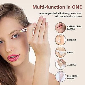 Women's Facial Eyebrow Trimmer, CkeyiN 2 in 1 USB Rechargeable Painless-Precision Eyebrow Remover Eyebrow Razor Tool with Built-in LED Light Facial Trimmer for Nose, Lips, Body