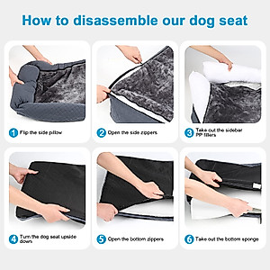 Dlownne Dog Car Seat for Medium Large Dogs, Dog Car Bed Pet Booster Seat with Adjustable Straps Safety Tethers, Multifunctional Dog Travel Bed Car Back Seats Removeable Washable, Fits Pickup Trunk SUV