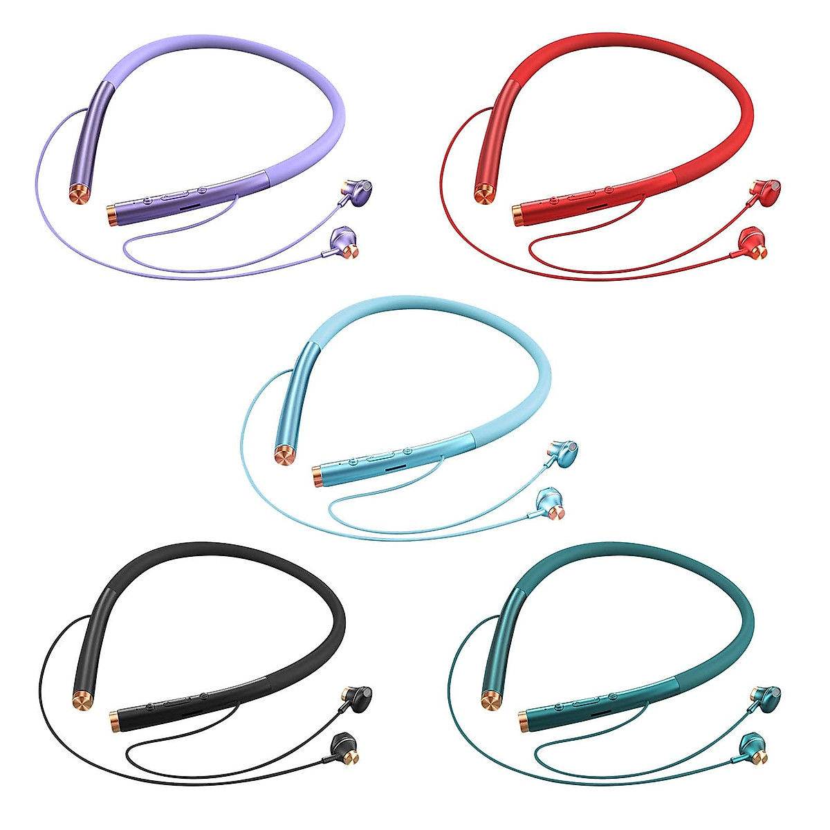 Sports Wireless Blue-Tooth Earphones, High-Power Neck-Mounted Mag-netic Earphones Stereo Earbuds, Bone-Conduction Earphone Foldable Headset Super Battery Life, for Outdoor Working Travel (Blue)