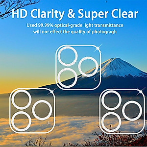 Dengduoduo 【3 Pack】 Tempered Glass Camera Lens Protector for iPhone 14 Pro 6.1" & iPhone 14 Pro Max 6.7", Glitter Bling Diamond, Ultra HD, 9H Hardness, Anti-Scratch, Case Friendly, Easy to Install