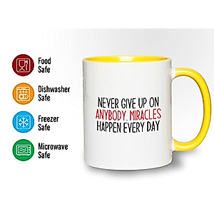 Bubble Hugs Nurse 2Tone Yellow Mug 11oz - Never give up - Labor Clinical Certified Nursing Assistant Surgical Emergency Oncology Practitioner